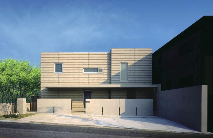 RCの小たたき（ハツリ）仕上げの外壁とセパ穴-fevecasa(フェブカーサ)